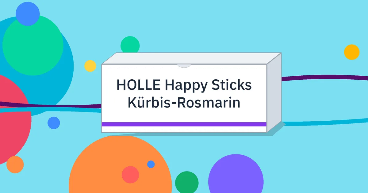 Symbolbild: Packung mit der Aufschrift HOLLE Happy Sticks Kürbis-Rosmarin (PZN 15193341) – Verfügbarkeit und Bezug in Apotheken in Frankfurt am Main