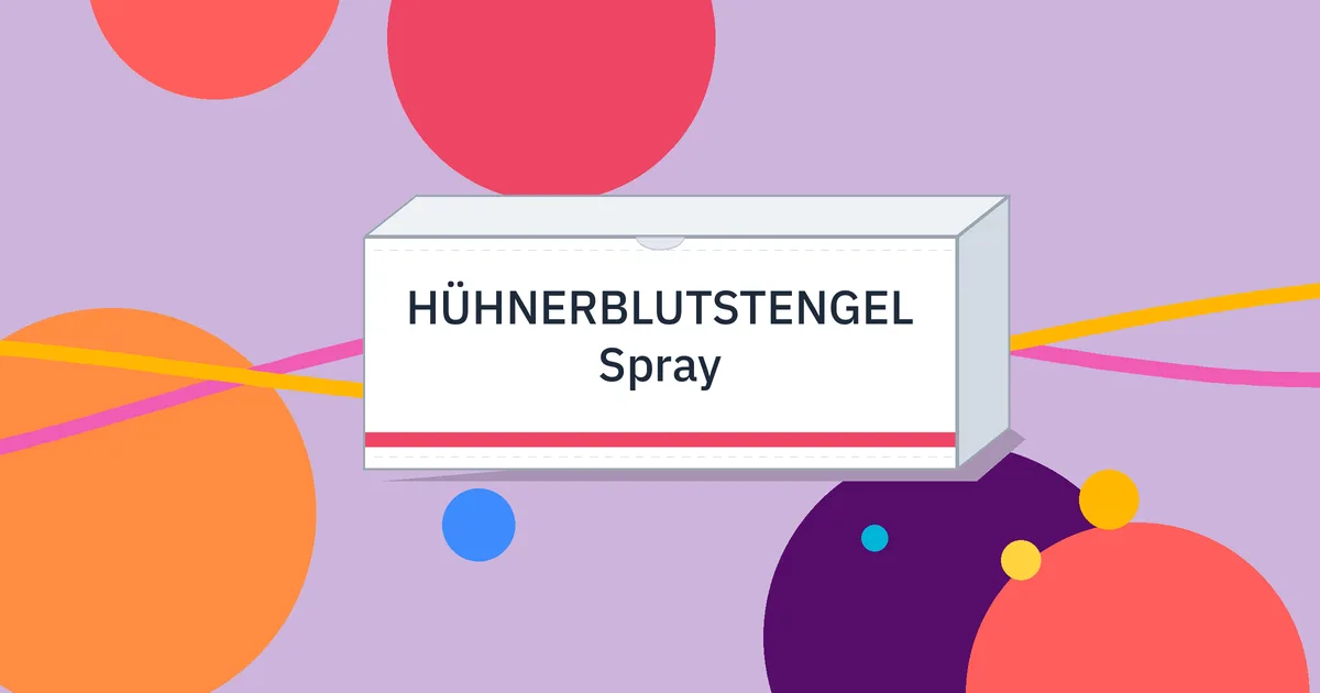 Symbolbild: Packung mit der Aufschrift HÜHNERBLUTSTENGEL Spray (PZN 18781009) – Verfügbarkeit und Bezug in Apotheken in Frankfurt am Main