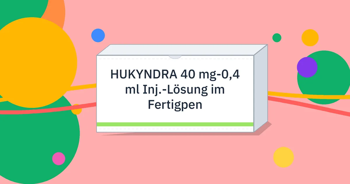 Symbolbild: Packung mit der Aufschrift HUKYNDRA 40 mg-0,4 ml Inj.-Lösung im Fertigpen (PZN 18898817) – Verfügbarkeit und Bezug in Apotheken in Frankfurt am Main
