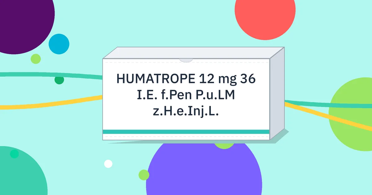 Symbolbild: Packung mit der Aufschrift HUMATROPE 12 mg 36 I.E. f.Pen P.u.LM z.H.e.Inj.L. (PZN 19186800) – Verfügbarkeit und Bezug in Apotheken in Frankfurt am Main
