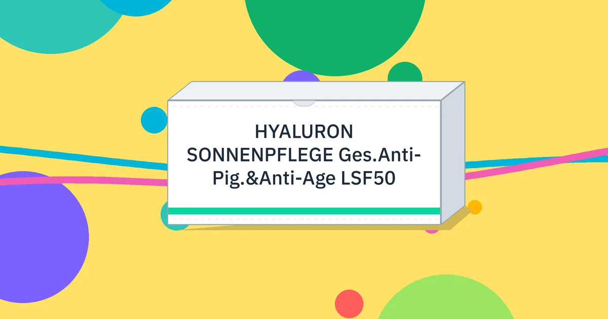 Symbolbild: Packung mit der Aufschrift HYALURON SONNENPFLEGE Ges.Anti-Pig.&Anti-Age LSF50 (PZN 14406533) – Verfügbarkeit und Bezug in Apotheken in Frankfurt am Main