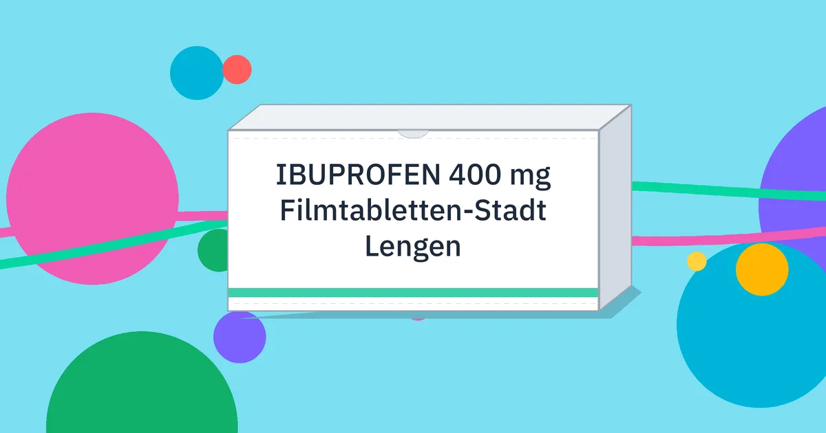 Symbolbild: Packung mit der Aufschrift IBUPROFEN 400 mg Filmtabletten-Stadt Lengen (PZN 16762806) – Verfügbarkeit und Bezug in Apotheken in Frankfurt am Main
