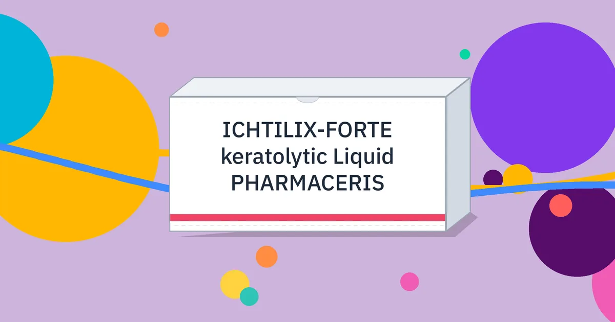Symbolbild: Packung mit der Aufschrift ICHTILIX-FORTE keratolytic Liquid PHARMACERIS (PZN 16390724) – Verfügbarkeit und Bezug in Apotheken in Frankfurt am Main