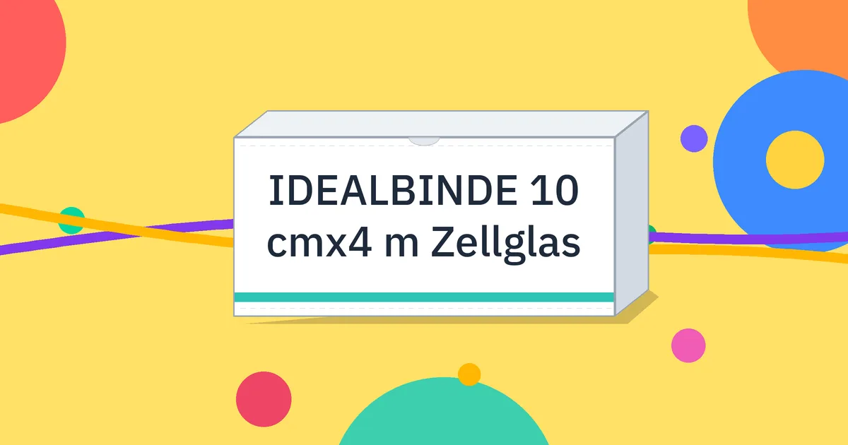 Symbolbild: Packung mit der Aufschrift IDEALBINDE 10 cmx4 m Zellglas (PZN 04049003) – Verfügbarkeit und Bezug in Apotheken in Frankfurt am Main