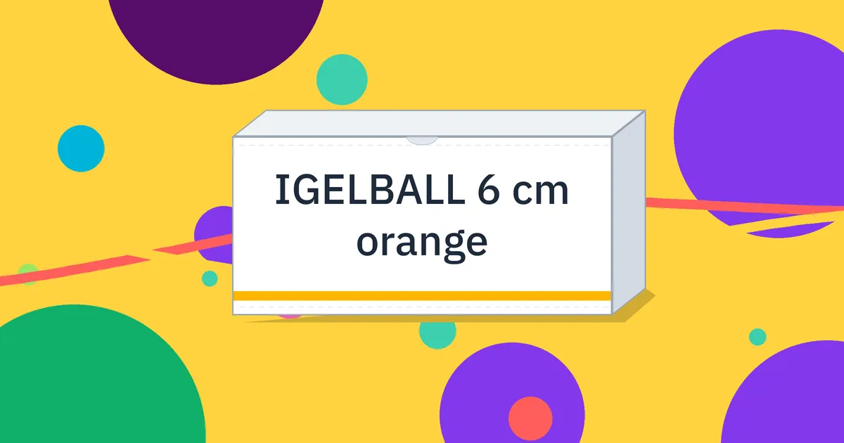 Symbolbild: Packung mit der Aufschrift IGELBALL 6 cm orange (PZN 00424763) – Verfügbarkeit und Bezug in Apotheken in Frankfurt am Main