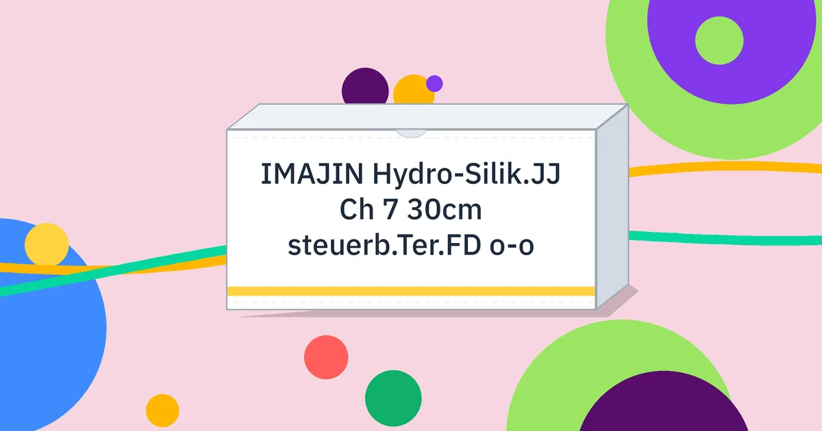 Symbolbild: Packung mit der Aufschrift IMAJIN Hydro-Silik.JJ Ch 7 30cm steuerb.Ter.FD o-o (PZN 17999143) – Verfügbarkeit und Bezug in Apotheken in Frankfurt am Main