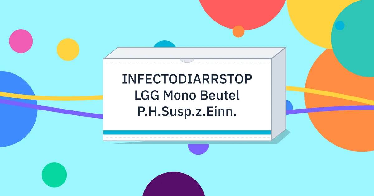 Symbolbild: Packung mit der Aufschrift INFECTODIARRSTOP LGG Mono Beutel P.H.Susp.z.Einn. (PZN 06872385) – Verfügbarkeit und Bezug in Apotheken in Frankfurt am Main