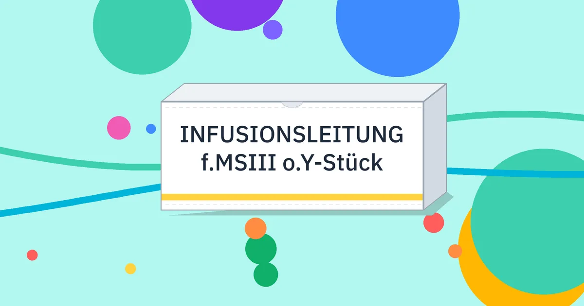 Symbolbild: Packung mit der Aufschrift INFUSIONSLEITUNG f.MSIII o.Y-Stück (PZN 00222918) – Verfügbarkeit und Bezug in Apotheken in Frankfurt am Main