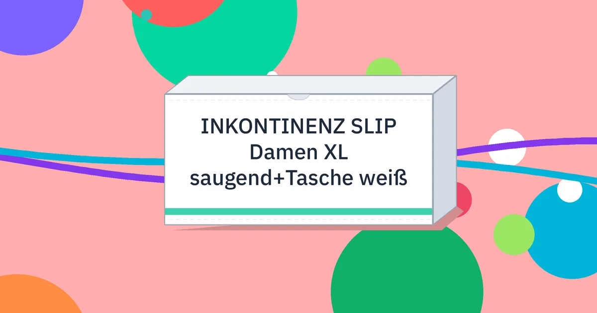 Symbolbild: Packung mit der Aufschrift INKONTINENZ SLIP Damen XL saugend+Tasche weiß (PZN 09283169) – Verfügbarkeit und Bezug in Apotheken in Frankfurt am Main