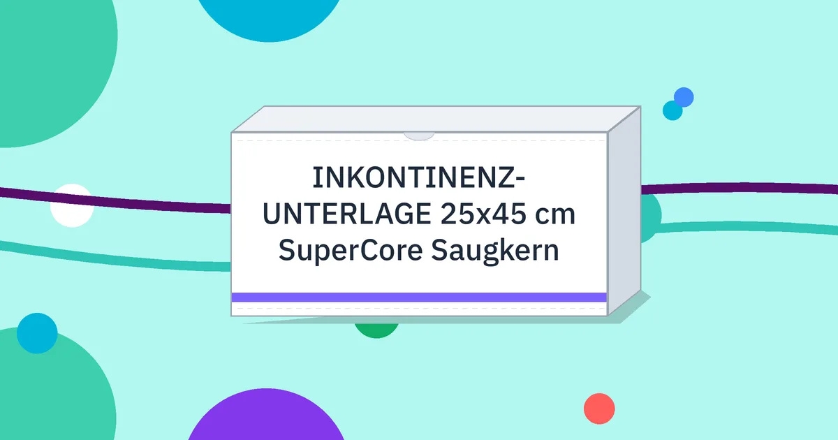 Symbolbild: Packung mit der Aufschrift INKONTINENZ-UNTERLAGE 25x45 cm SuperCore Saugkern (PZN 01554002) – Verfügbarkeit und Bezug in Apotheken in Frankfurt am Main