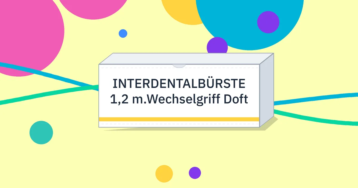 Symbolbild: Packung mit der Aufschrift INTERDENTALBÜRSTE 1,2 m.Wechselgriff Doft (PZN 03109507) – Verfügbarkeit und Bezug in Apotheken in Frankfurt am Main