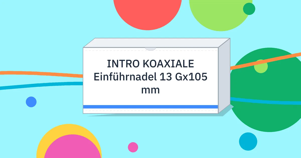 Symbolbild: Packung mit der Aufschrift INTRO KOAXIALE Einführnadel 13 Gx105 mm (PZN 19737039) – Verfügbarkeit und Bezug in Apotheken in Frankfurt am Main