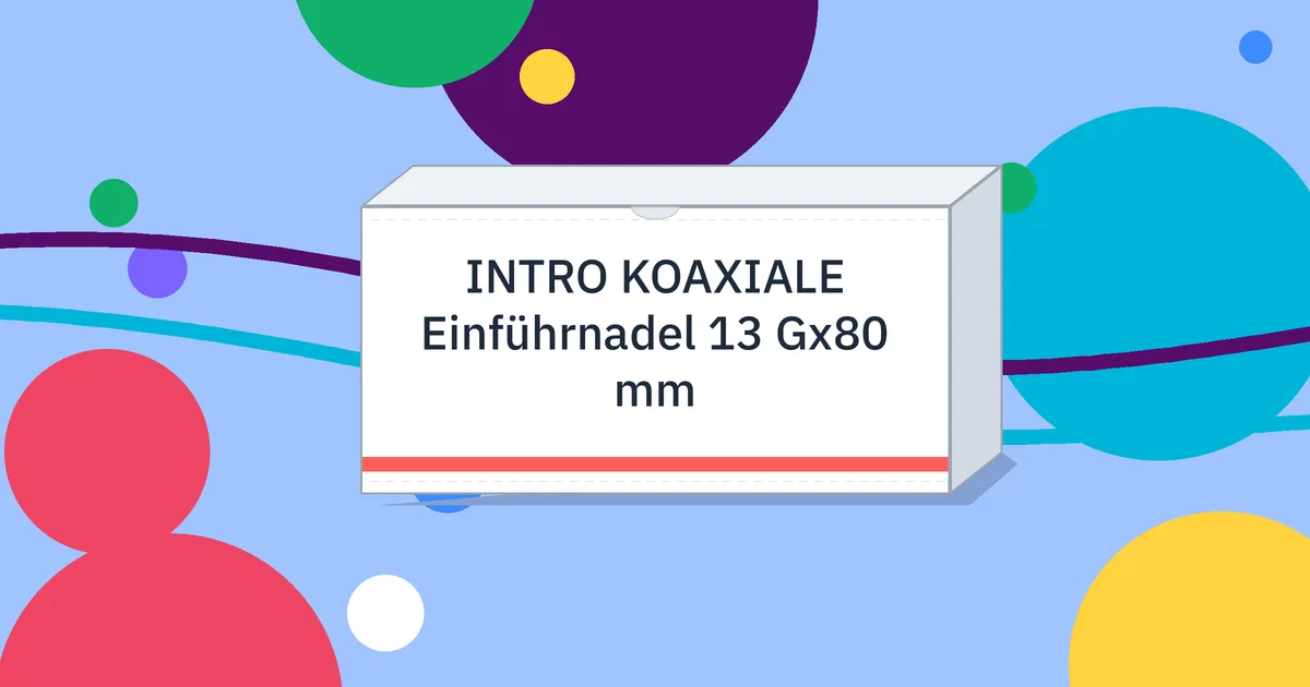 Symbolbild: Packung mit der Aufschrift INTRO KOAXIALE Einführnadel 13 Gx80 mm (PZN 19737016) – Verfügbarkeit und Bezug in Apotheken in Frankfurt am Main