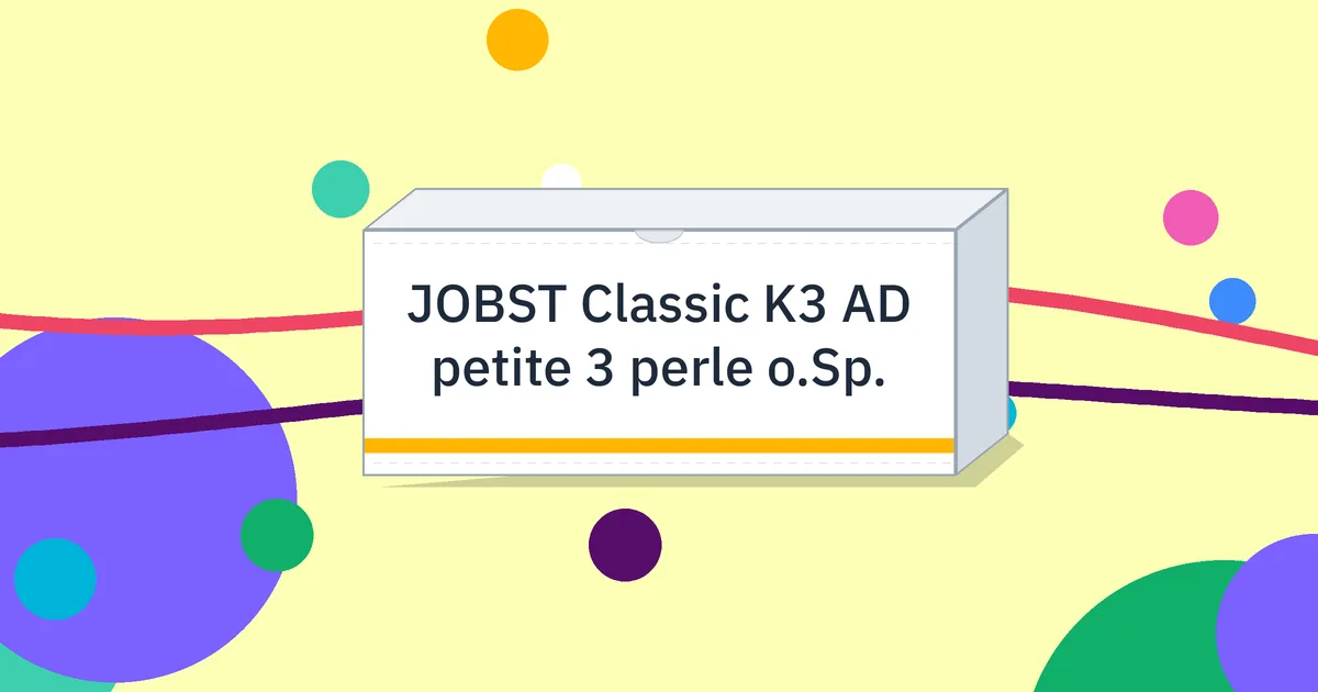 Symbolbild: Packung mit der Aufschrift JOBST Classic K3 AD petite 3 perle o.Sp. (PZN 13070485) – Verfügbarkeit und Bezug in Apotheken in Frankfurt am Main