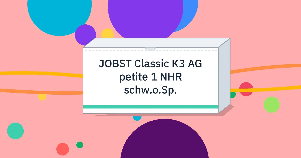 Symbolbild: Packung mit der Aufschrift JOBST Classic K3 AG petite 1 NHR schw.o.Sp. (PZN 13072975) – Verfügbarkeit und Bezug in Apotheken in Frankfurt am Main