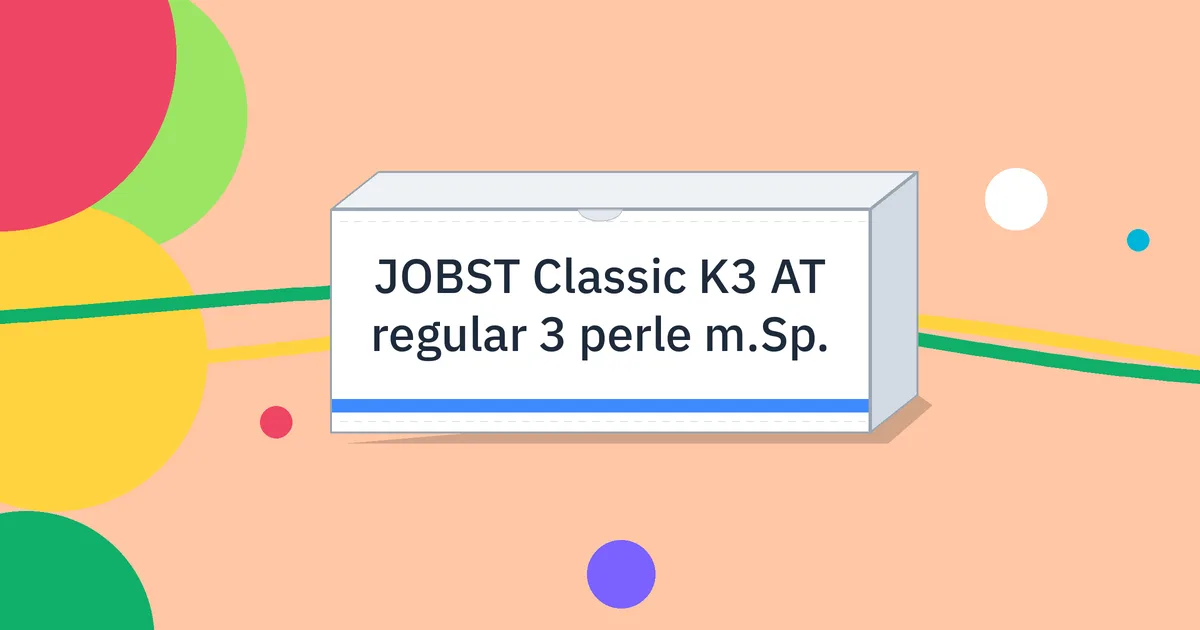 Symbolbild: Packung mit der Aufschrift JOBST Classic K3 AT regular 3 perle m.Sp. (PZN 13077978) – Verfügbarkeit und Bezug in Apotheken in Frankfurt am Main