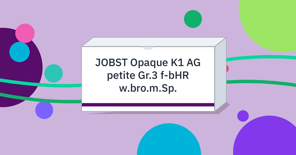 Symbolbild: Packung mit der Aufschrift JOBST Opaque K1 AG petite Gr.3 f-bHR w.bro.m.Sp. (PZN 13083795) – Verfügbarkeit und Bezug in Apotheken in Frankfurt am Main