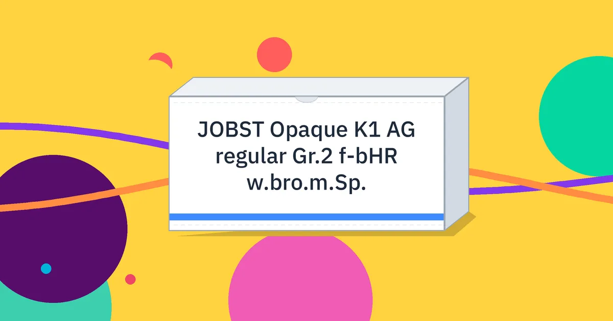 Symbolbild: Packung mit der Aufschrift JOBST Opaque K1 AG regular Gr.2 f-bHR w.bro.m.Sp. (PZN 13090832) – Verfügbarkeit und Bezug in Apotheken in Frankfurt am Main