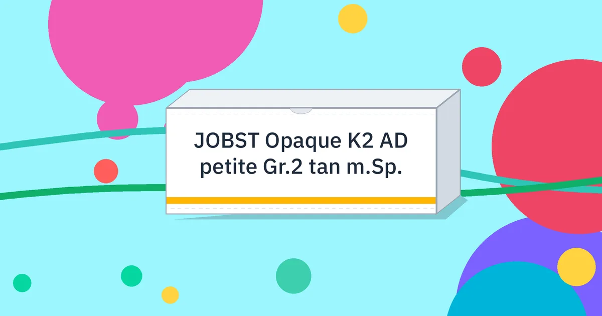 Symbolbild: Packung mit der Aufschrift JOBST Opaque K2 AD petite Gr.2 tan m.Sp. (PZN 16278855) – Verfügbarkeit und Bezug in Apotheken in Frankfurt am Main