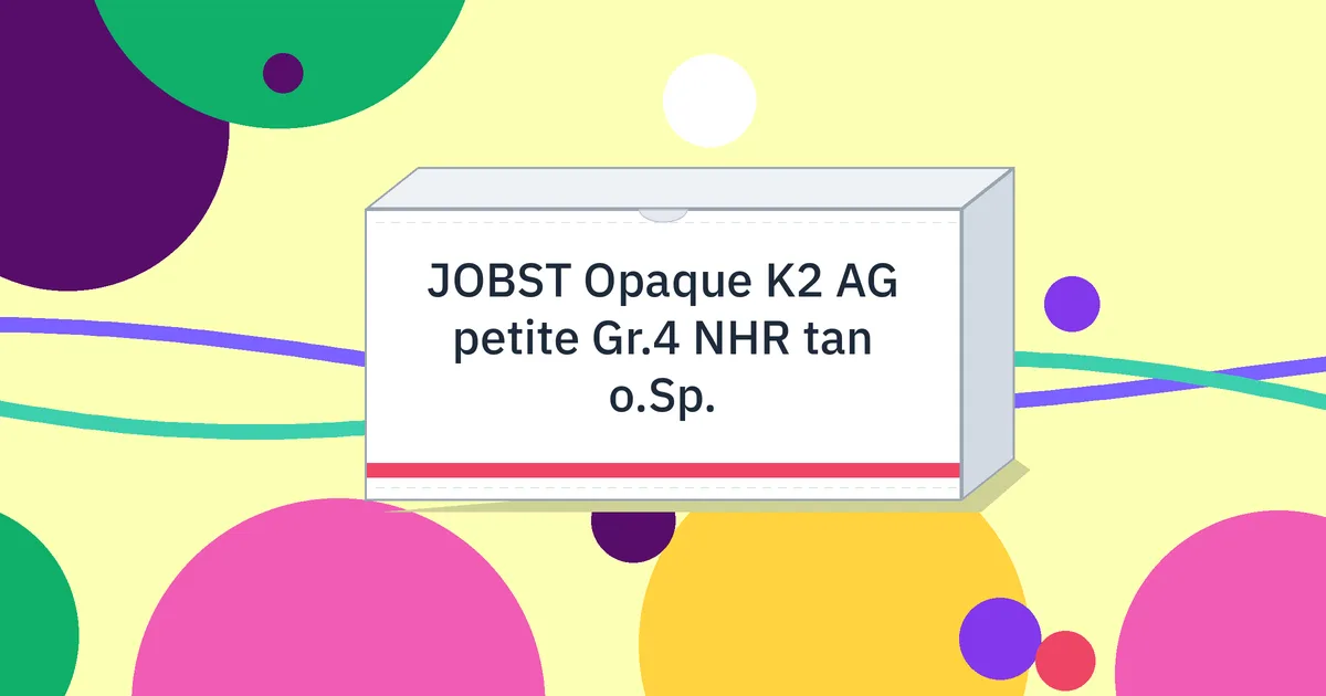 Symbolbild: Packung mit der Aufschrift JOBST Opaque K2 AG petite Gr.4 NHR tan o.Sp. (PZN 16284554) – Verfügbarkeit und Bezug in Apotheken in Frankfurt am Main