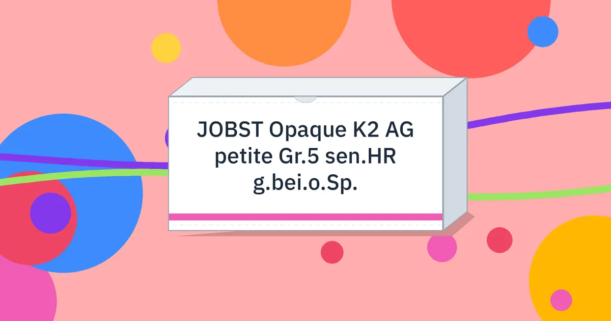 Symbolbild: Packung mit der Aufschrift JOBST Opaque K2 AG petite Gr.5 sen.HR g.bei.o.Sp. (PZN 16284175) – Verfügbarkeit und Bezug in Apotheken in Frankfurt am Main