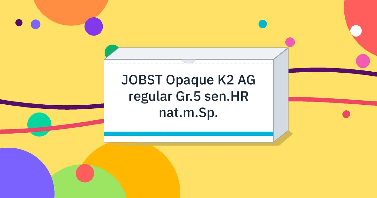 Symbolbild: Packung mit der Aufschrift JOBST Opaque K2 AG regular Gr.5 sen.HR nat.m.Sp. (PZN 12142550) – Verfügbarkeit und Bezug in Apotheken in Frankfurt am Main