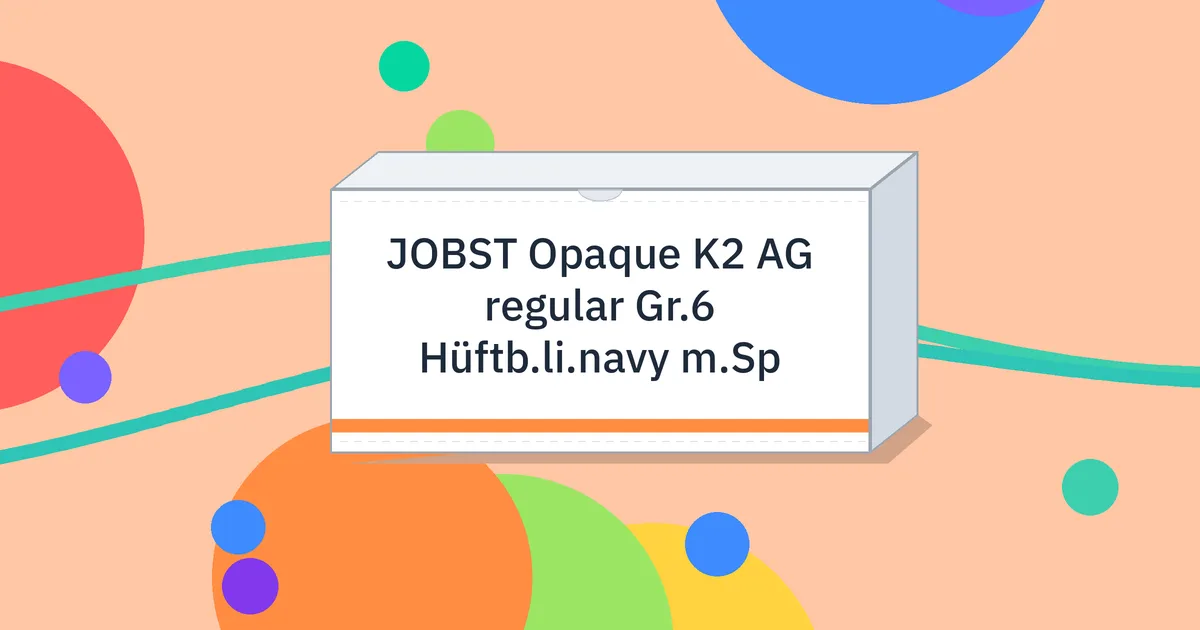 Symbolbild: Packung mit der Aufschrift JOBST Opaque K2 AG regular Gr.6 Hüftb.li.navy m.Sp (PZN 13115839) – Verfügbarkeit und Bezug in Apotheken in Frankfurt am Main