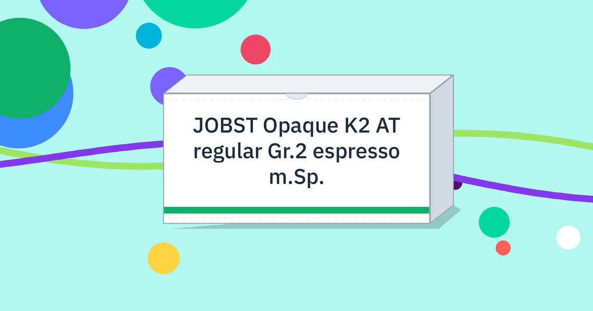 Symbolbild: Packung mit der Aufschrift JOBST Opaque K2 AT regular Gr.2 espresso m.Sp. (PZN 16290017) – Verfügbarkeit und Bezug in Apotheken in Frankfurt am Main