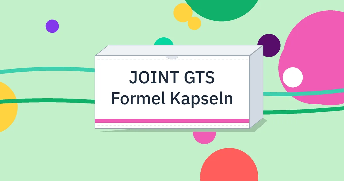 Symbolbild: Packung mit der Aufschrift JOINT GTS Formel Kapseln (PZN 20098745) – Verfügbarkeit und Bezug in Apotheken in Frankfurt am Main