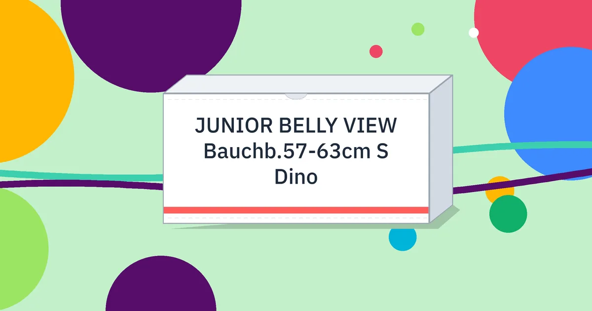 Symbolbild: Packung mit der Aufschrift JUNIOR BELLY VIEW Bauchb.57-63cm S Dino (PZN 16537794) – Verfügbarkeit und Bezug in Apotheken in Frankfurt am Main