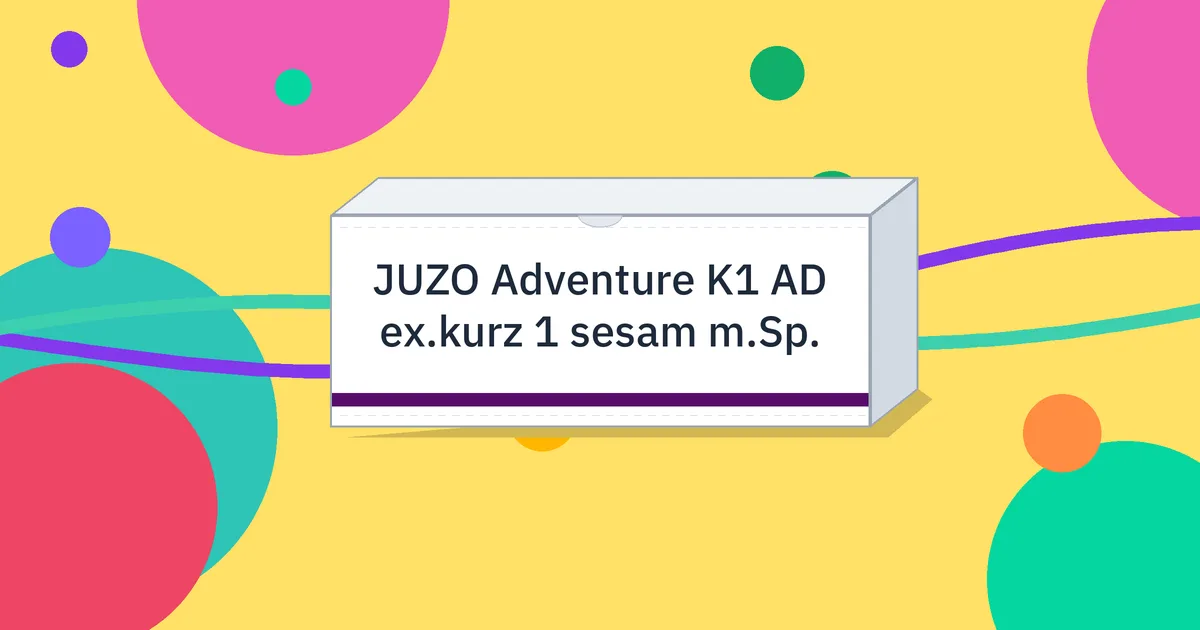 Symbolbild: Packung mit der Aufschrift JUZO Adventure K1 AD ex.kurz 1 sesam m.Sp. (PZN 16494027) – Verfügbarkeit und Bezug in Apotheken in Frankfurt am Main
