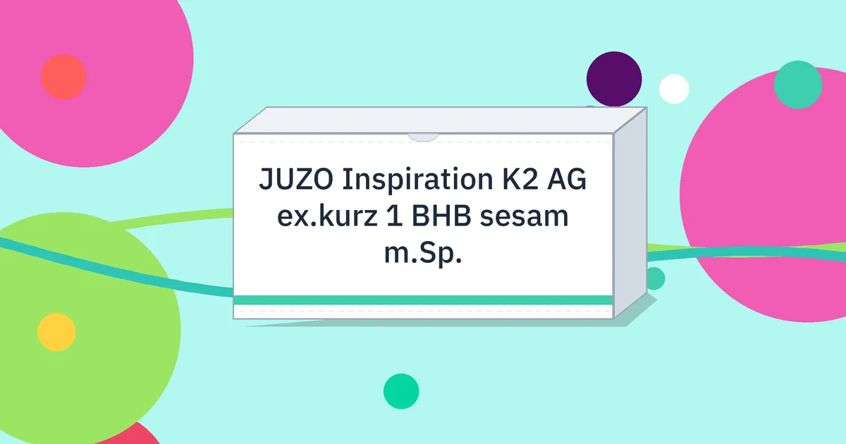 Symbolbild: Packung mit der Aufschrift JUZO Inspiration K2 AG ex.kurz 1 BHB sesam m.Sp. (PZN 14835406) – Verfügbarkeit und Bezug in Apotheken in Frankfurt am Main