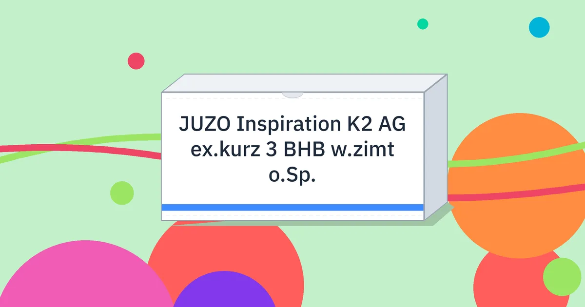 Symbolbild: Packung mit der Aufschrift JUZO Inspiration K2 AG ex.kurz 3 BHB w.zimt o.Sp. (PZN 14851836) – Verfügbarkeit und Bezug in Apotheken in Frankfurt am Main