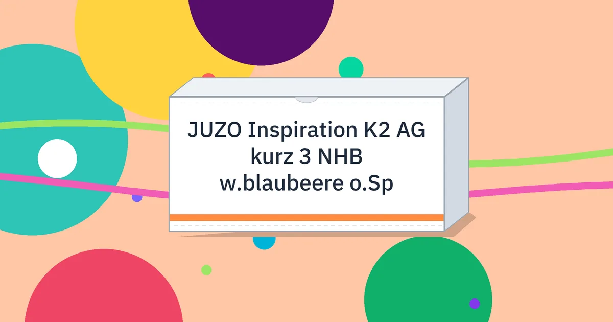 Symbolbild: Packung mit der Aufschrift JUZO Inspiration K2 AG kurz 3 NHB w.blaubeere o.Sp (PZN 14948263) – Verfügbarkeit und Bezug in Apotheken in Frankfurt am Main