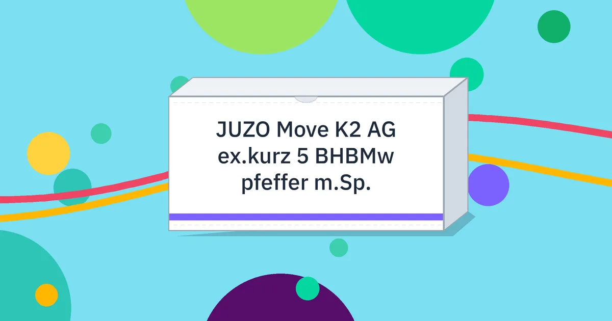 Symbolbild: Packung mit der Aufschrift JUZO Move K2 AG ex.kurz 5 BHBMw pfeffer m.Sp. (PZN 16650065) – Verfügbarkeit und Bezug in Apotheken in Frankfurt am Main