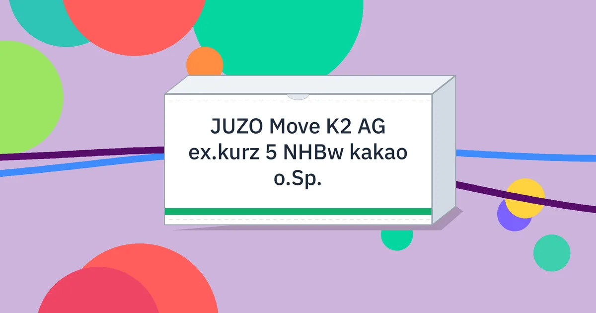 Symbolbild: Packung mit der Aufschrift JUZO Move K2 AG ex.kurz 5 NHBw kakao o.Sp. (PZN 18564720) – Verfügbarkeit und Bezug in Apotheken in Frankfurt am Main