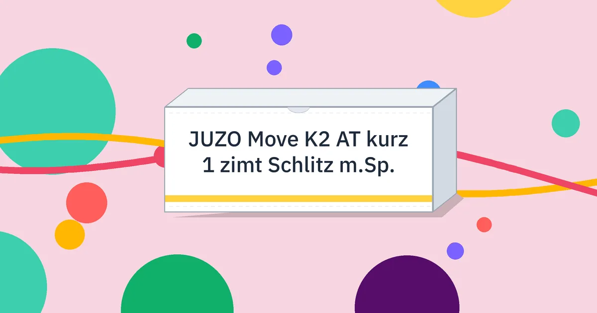 Symbolbild: Packung mit der Aufschrift JUZO Move K2 AT kurz 1 zimt Schlitz m.Sp. (PZN 20674781) – Verfügbarkeit und Bezug in Apotheken in Frankfurt am Main