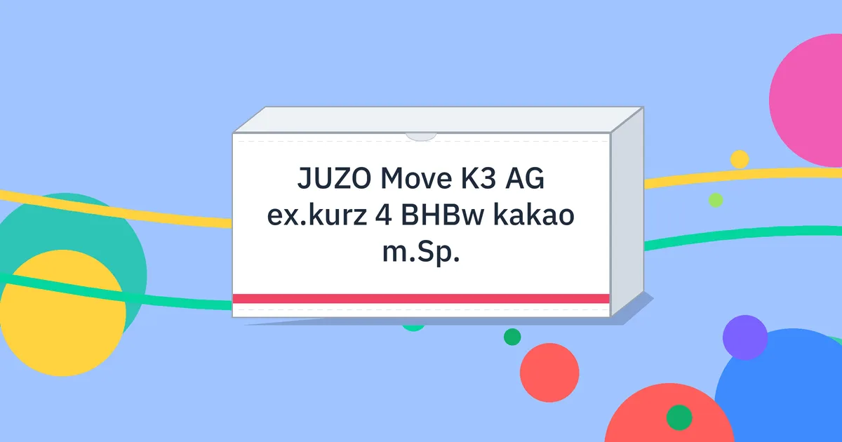 Symbolbild: Packung mit der Aufschrift JUZO Move K3 AG ex.kurz 4 BHBw kakao m.Sp. (PZN 18595761) – Verfügbarkeit und Bezug in Apotheken in Frankfurt am Main