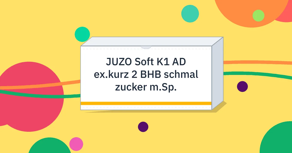 Symbolbild: Packung mit der Aufschrift JUZO Soft K1 AD ex.kurz 2 BHB schmal zucker m.Sp. (PZN 15462083) – Verfügbarkeit und Bezug in Apotheken in Frankfurt am Main