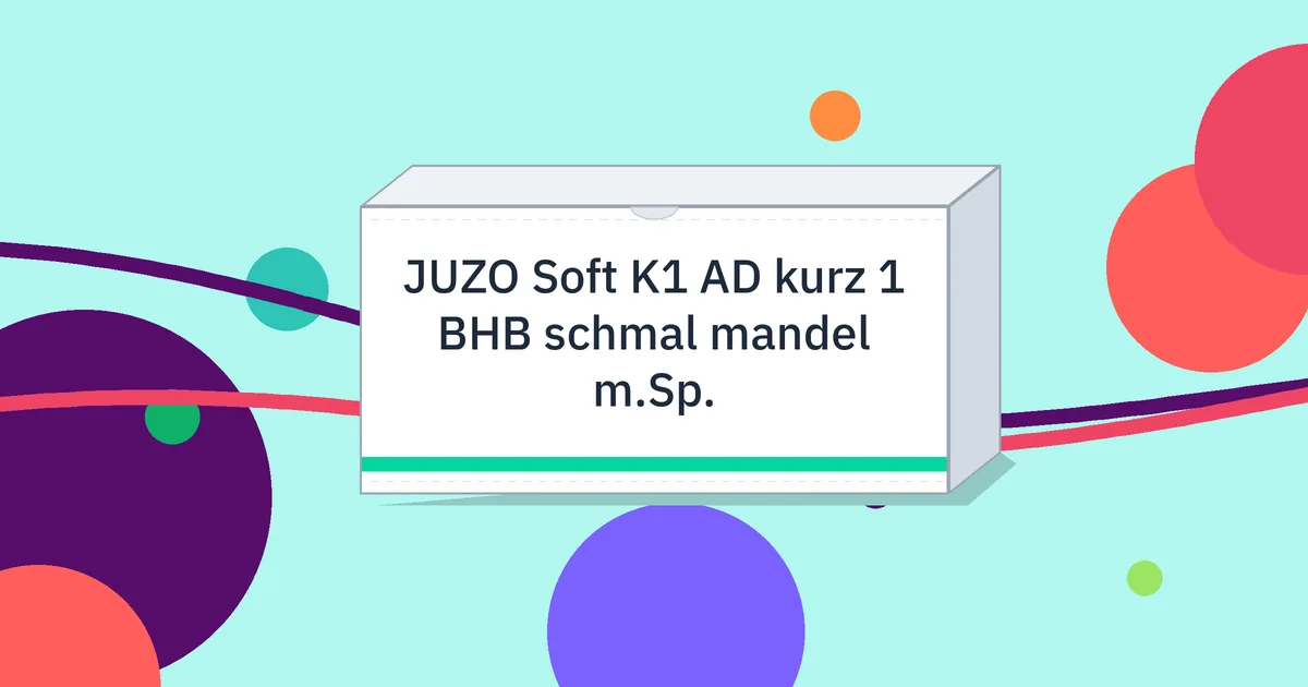 Symbolbild: Packung mit der Aufschrift JUZO Soft K1 AD kurz 1 BHB schmal mandel m.Sp. (PZN 15461830) – Verfügbarkeit und Bezug in Apotheken in Frankfurt am Main