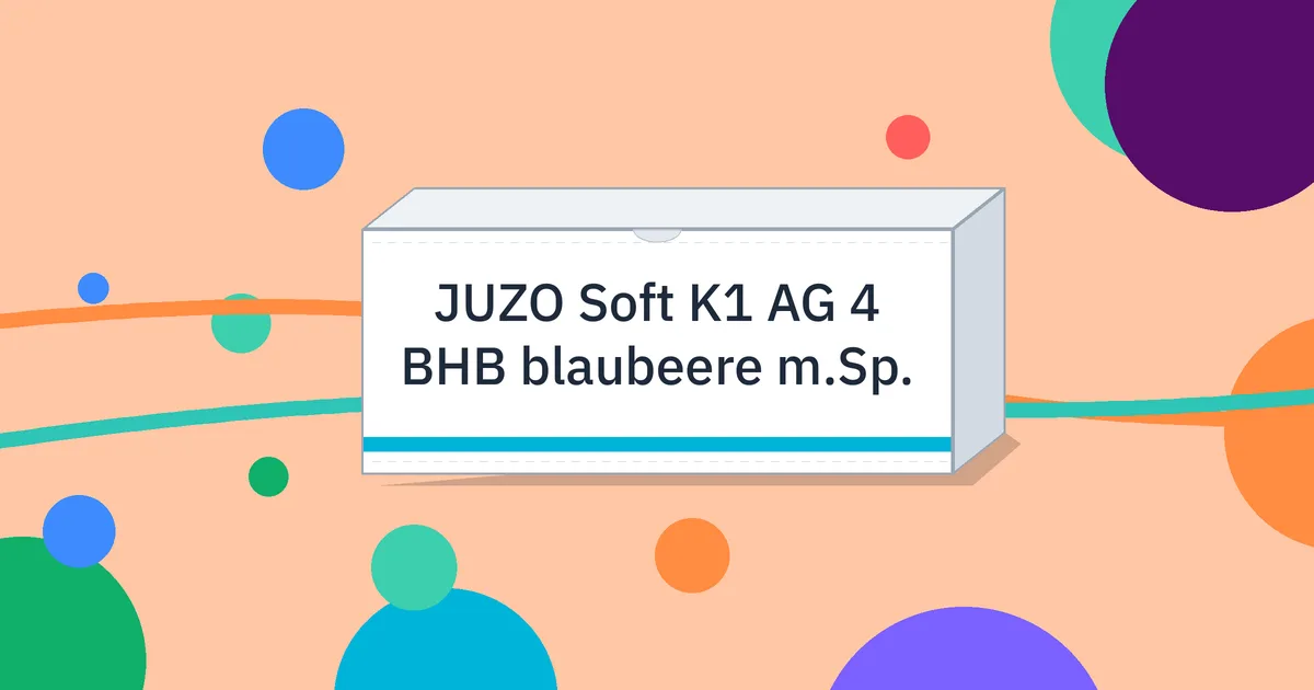 Symbolbild: Packung mit der Aufschrift JUZO Soft K1 AG 4 BHB blaubeere m.Sp. (PZN 14820988) – Verfügbarkeit und Bezug in Apotheken in Frankfurt am Main
