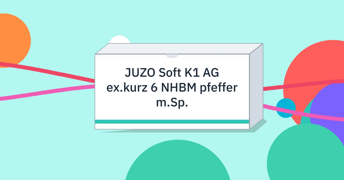 Symbolbild: Packung mit der Aufschrift JUZO Soft K1 AG ex.kurz 6 NHBM pfeffer m.Sp. (PZN 15018201) – Verfügbarkeit und Bezug in Apotheken in Frankfurt am Main