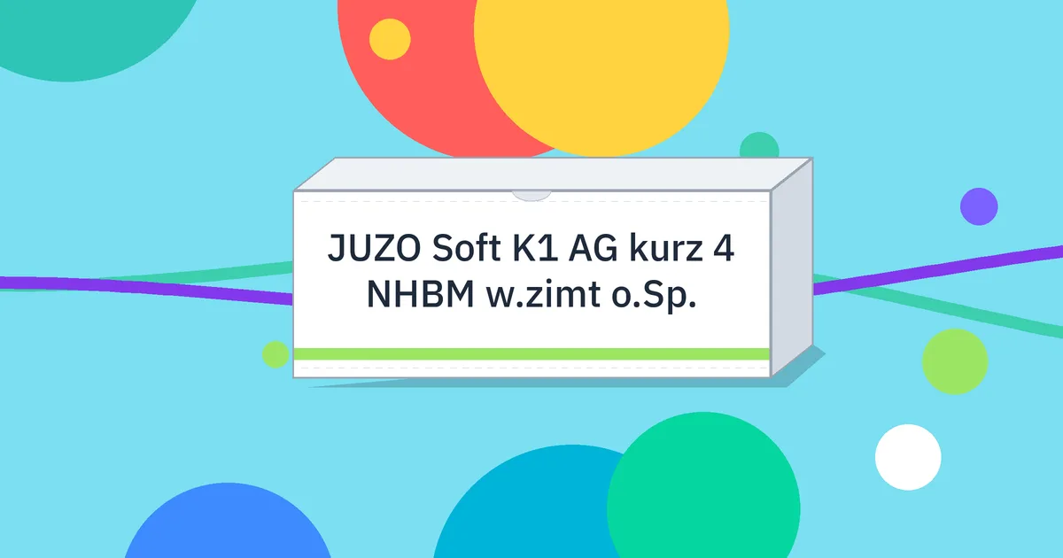 Symbolbild: Packung mit der Aufschrift JUZO Soft K1 AG kurz 4 NHBM w.zimt o.Sp. (PZN 14996523) – Verfügbarkeit und Bezug in Apotheken in Frankfurt am Main
