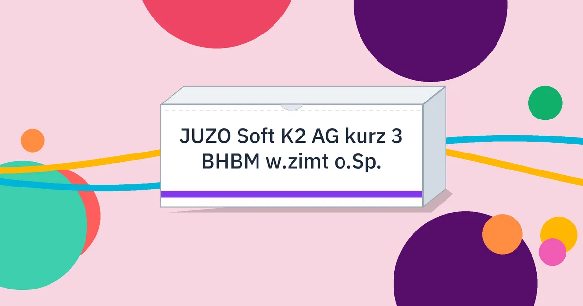 Symbolbild: Packung mit der Aufschrift JUZO Soft K2 AG kurz 3 BHBM w.zimt o.Sp. (PZN 14869368) – Verfügbarkeit und Bezug in Apotheken in Frankfurt am Main