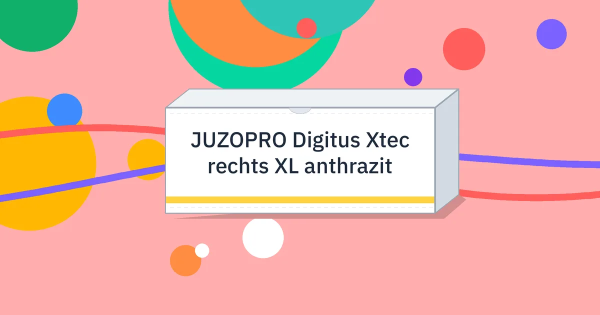 Symbolbild: Packung mit der Aufschrift JUZOPRO Digitus Xtec rechts XL anthrazit (PZN 16766572) – Verfügbarkeit und Bezug in Apotheken in Frankfurt am Main