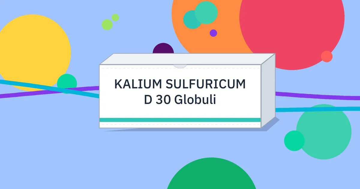 Symbolbild: Packung mit der Aufschrift KALIUM SULFURICUM D 30 Globuli (PZN 04223234) – Verfügbarkeit und Bezug in Apotheken in Frankfurt am Main