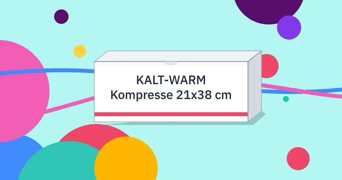 Symbolbild: Packung mit der Aufschrift KALT-WARM Kompresse 21x38 cm (PZN 04842701) – Verfügbarkeit und Bezug in Apotheken in Frankfurt am Main