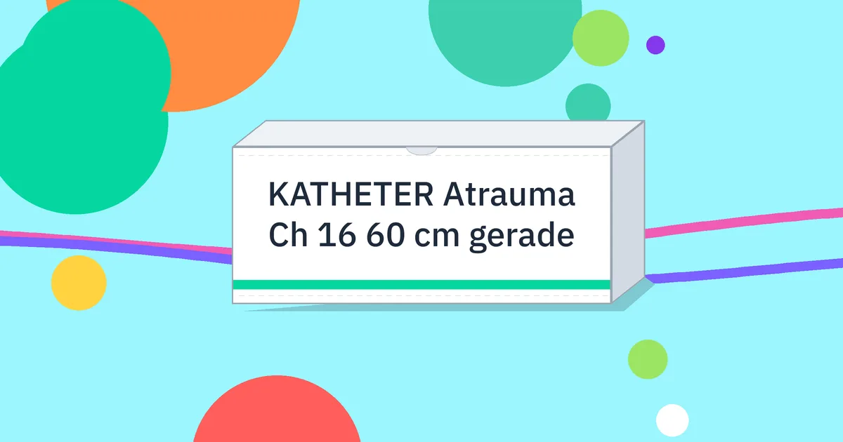 Symbolbild: Packung mit der Aufschrift KATHETER Atrauma Ch 16 60 cm gerade (PZN 10518287) – Verfügbarkeit und Bezug in Apotheken in Frankfurt am Main