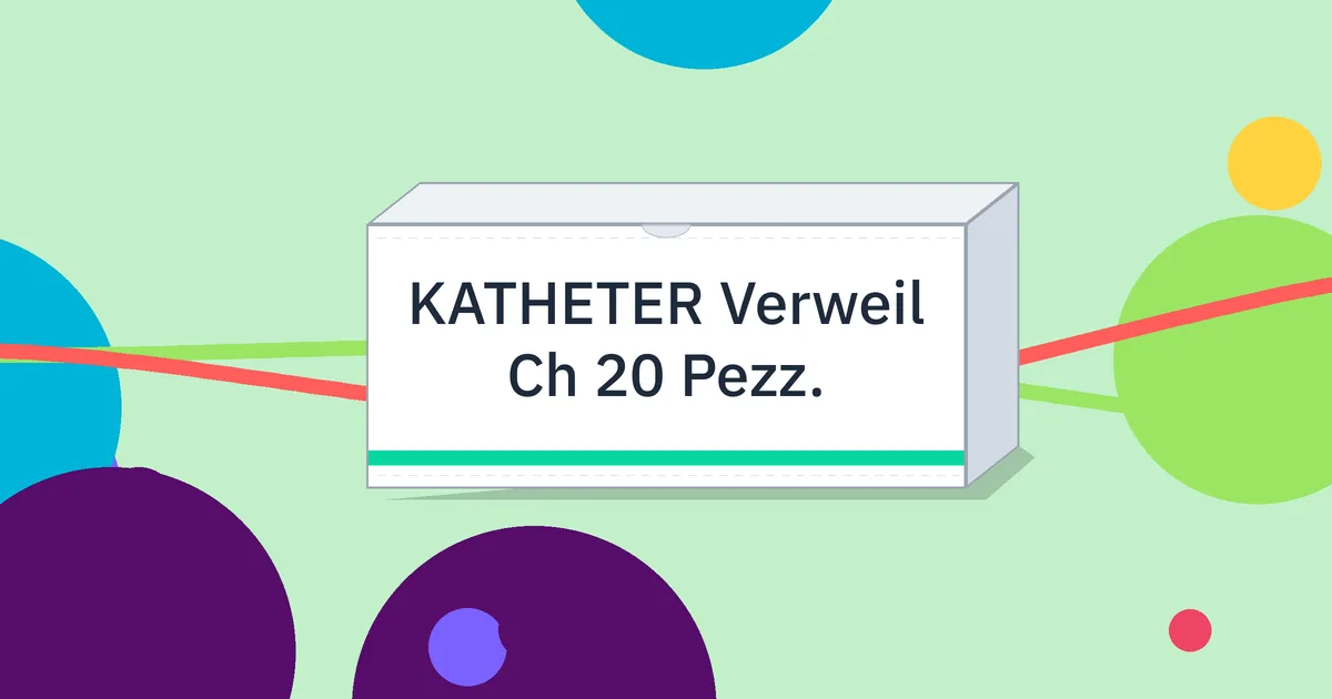 Symbolbild: Packung mit der Aufschrift KATHETER Verweil Ch 20 Pezz. (PZN 01730315) – Verfügbarkeit und Bezug in Apotheken in Frankfurt am Main
