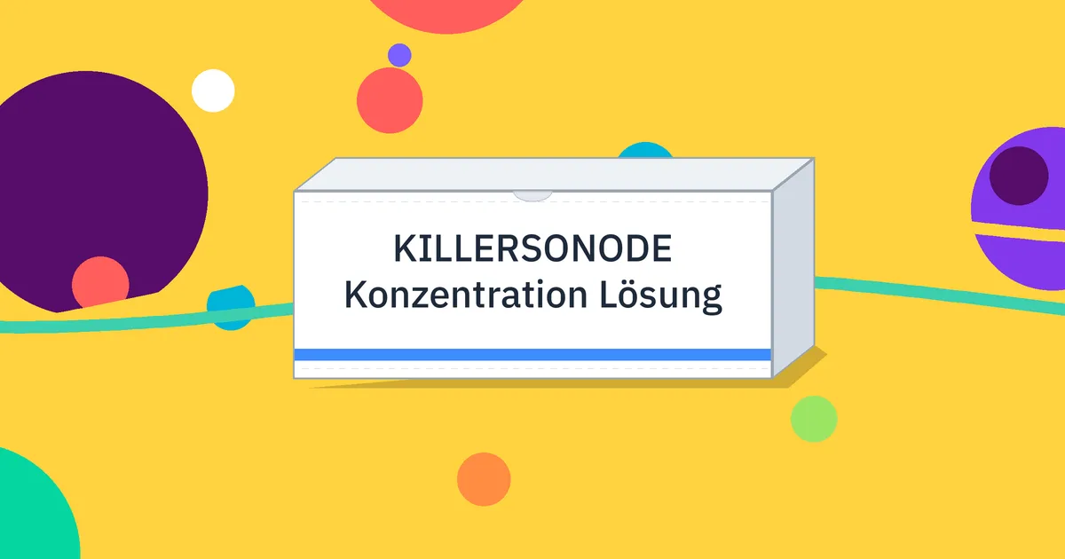 Symbolbild: Packung mit der Aufschrift KILLERSONODE Konzentration Lösung (PZN 11189070) – Verfügbarkeit und Bezug in Apotheken in Frankfurt am Main